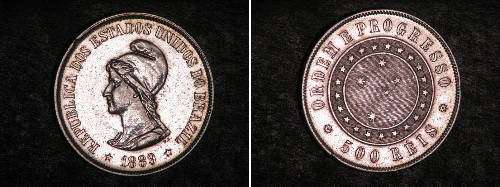 Moneda 500 Reis Brasil Plata 1889 precio