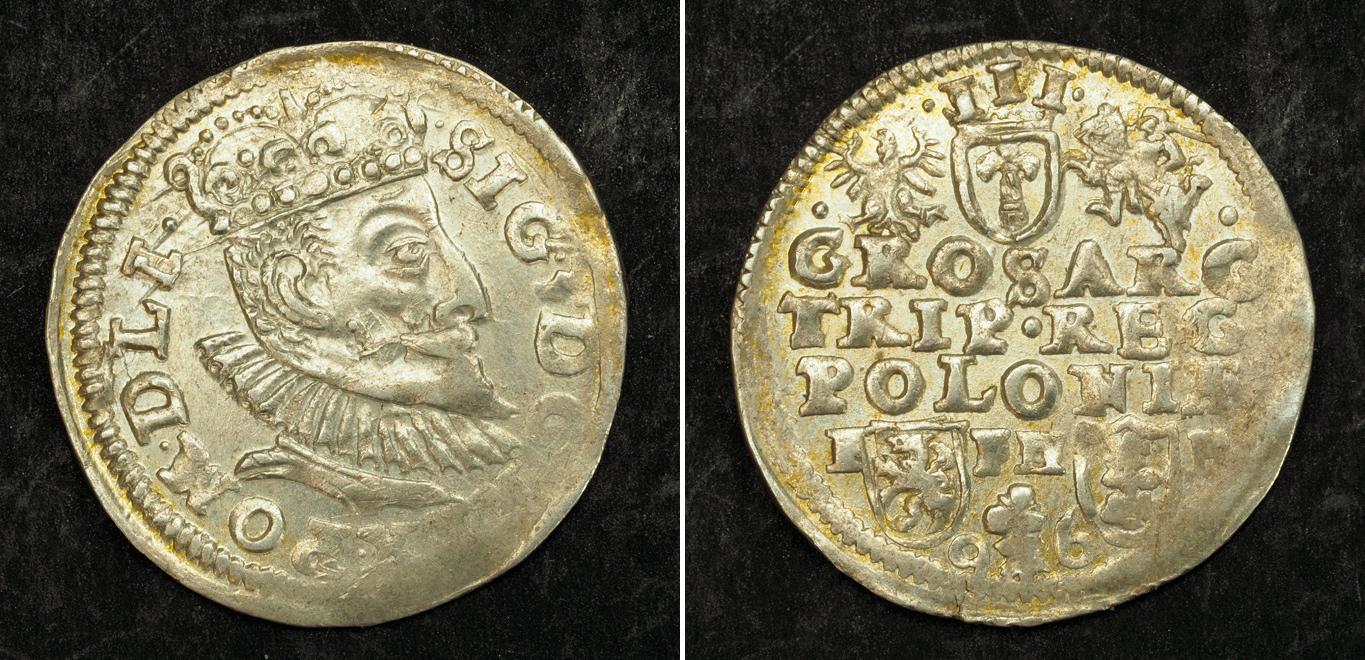 1596, Poland, Sigismund III Vasa. Silver 3 Groszy ...