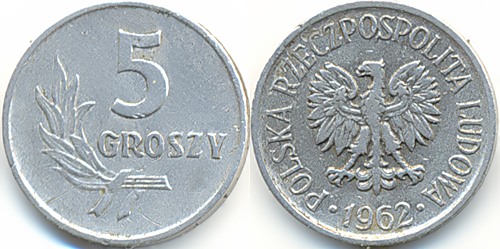 Pièce 5 Grosh République populaire de Pologne (1952-1990) Aluminium ...