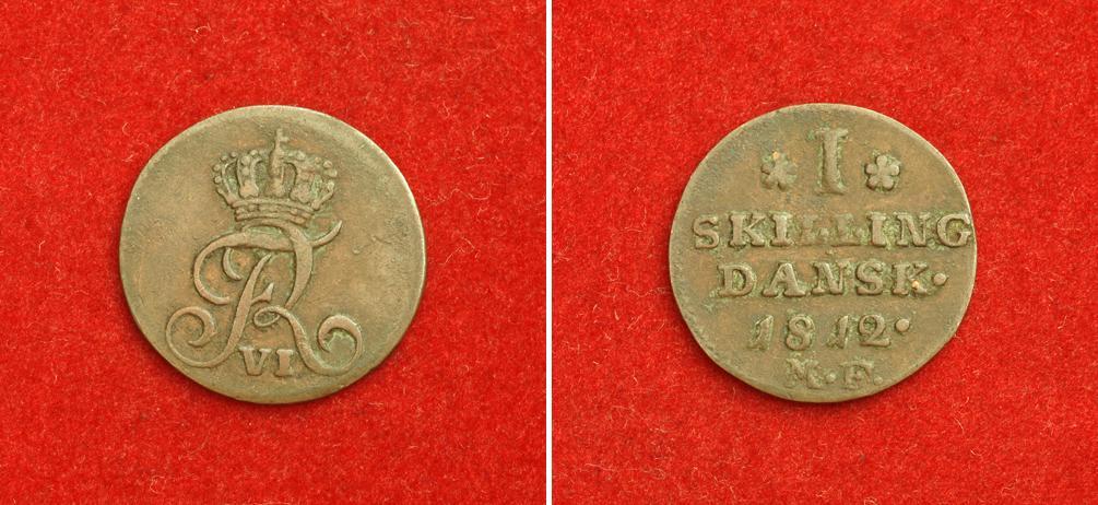 1812, Denmark, Frederick VI. Nice Copper Skilling ...