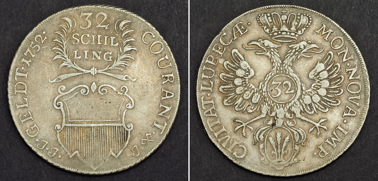 1752, Lubeck (Free City). Large Silver Gulden (32 ...