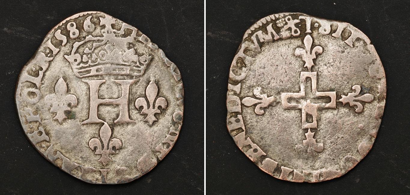 1586, Royal France, Henry III. Silver Double Sol P ...