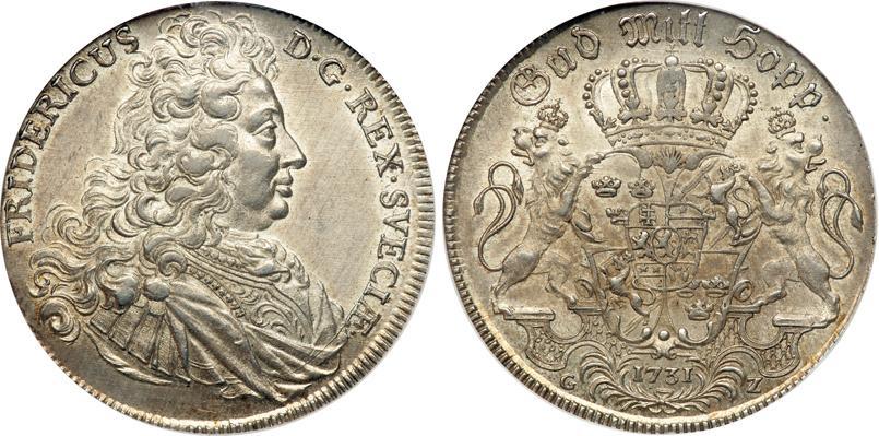 1 Riksdaler 1731 Sweden Silver Frederick I of Sweden (1676 -1751 ...