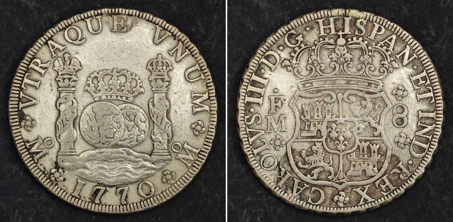1770, Mexico, Charles III. Colonial Silver 8 Reale ...