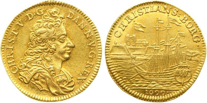 1 Ducat 1699 Denmark-Norway (1536-1814) Gold Christian V of Denmark ...