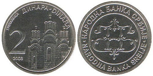 2 Dinar 2003 Serbia Copper/Zinc | Prices & Values