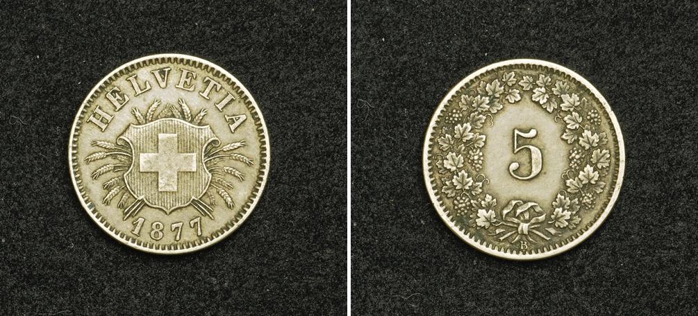 CoinWorldTV 1877, Switzerland (Confederation). Bil ...