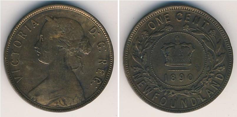 1 Cent 1890 Newfoundland and Labrador Bronze Victoria (1819 - 1901 ...