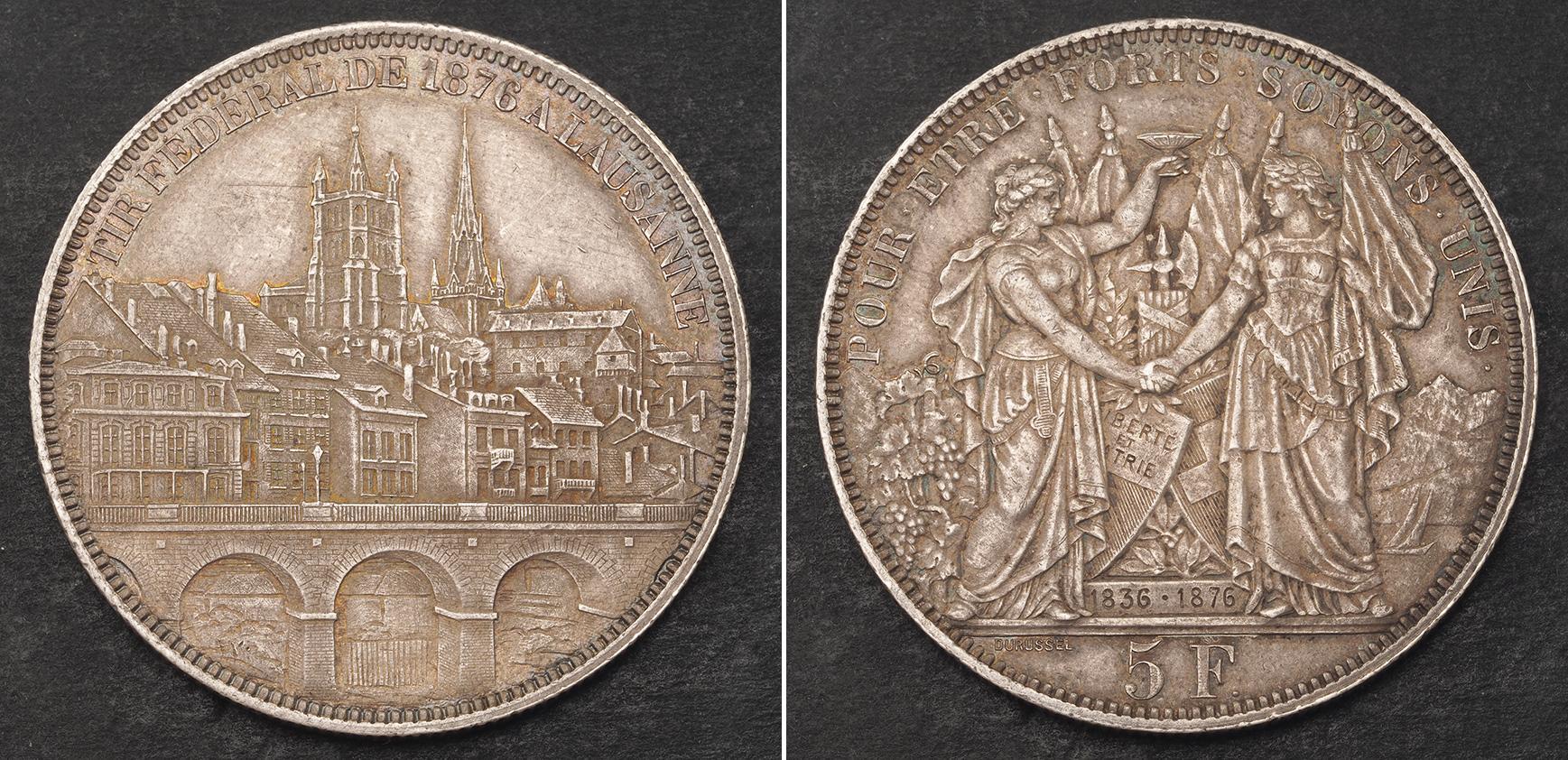 1876, Switzerland, Vaud (Canton). Silver Shooting ...
