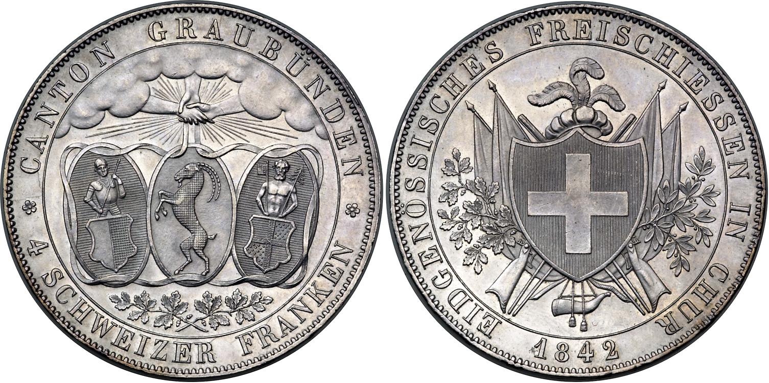 4 Franc 1842 Switzerland Silver | Prices & Values Dav-372 KM-17
