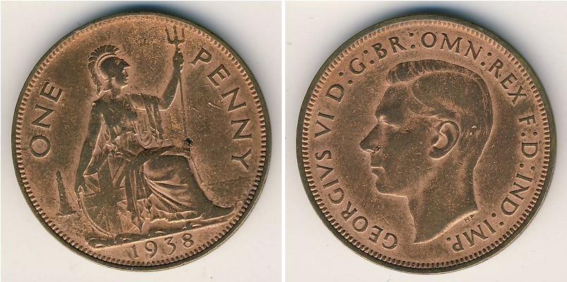Pièce 1 Penny 1938 prix