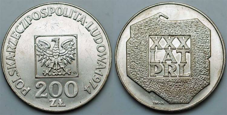Moneta 200 Zloty Repubblica Popolare di Polonia (1952-1990) 1974 Prezzo