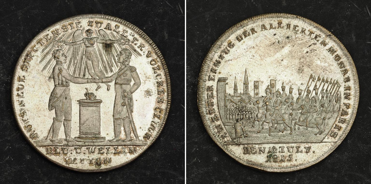 1815, Prussia/Great Britain. Brass "Battle of Wart ...
